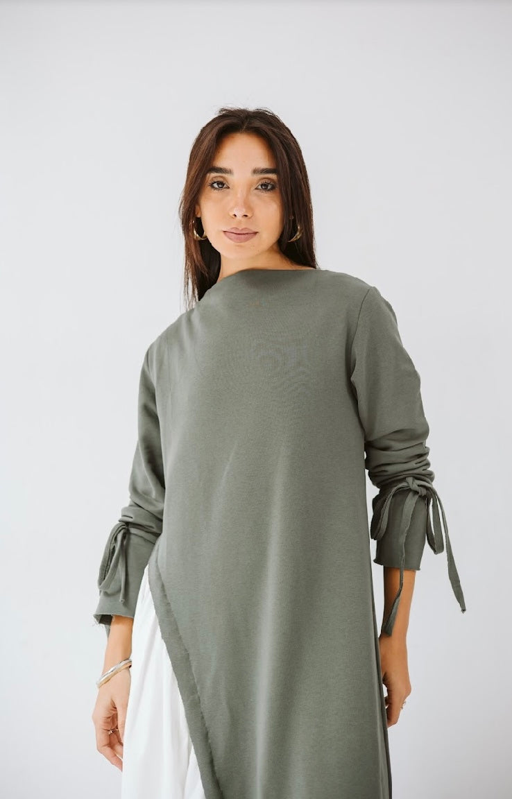 Melton x poplin dress in Olive ( Fall/ Winter edition) – Notch
