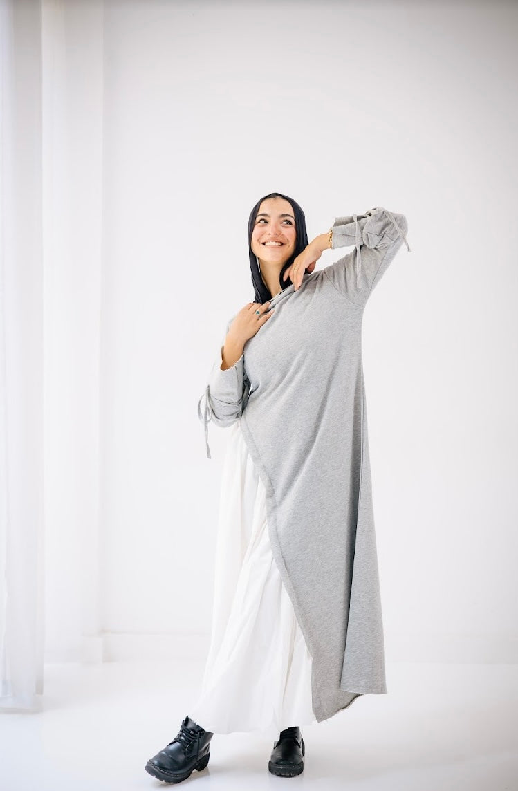 Melton X Poplin Dress in Grey ( Fall/ winter edition) – Notch